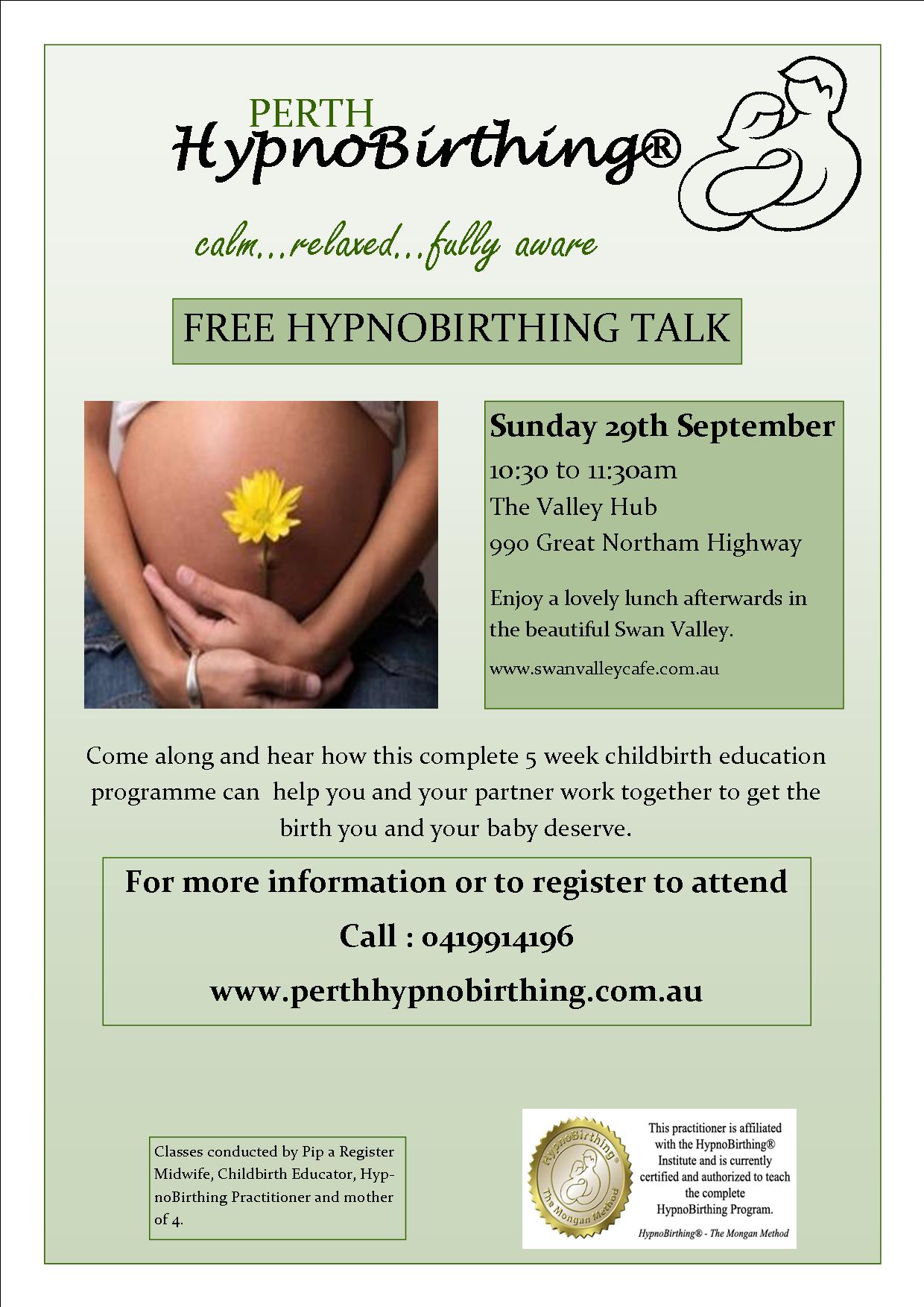 FLYER for free talk - Perth Hypnobirthing